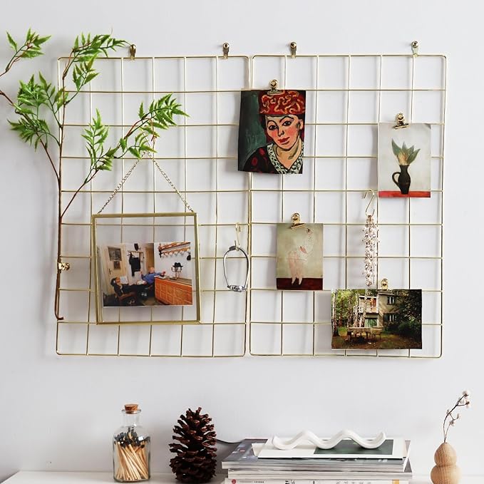 Amazon.com - PEAUARL Metal Mesh Wall Grid Panel for Photo Display ...