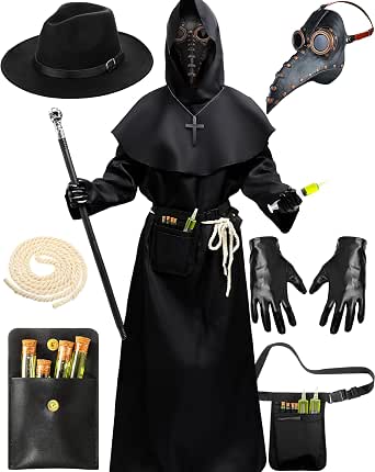Amazon.com: Xtinmee 13 Pcs Plague Doctor Mask Costumes Set Halloween ...