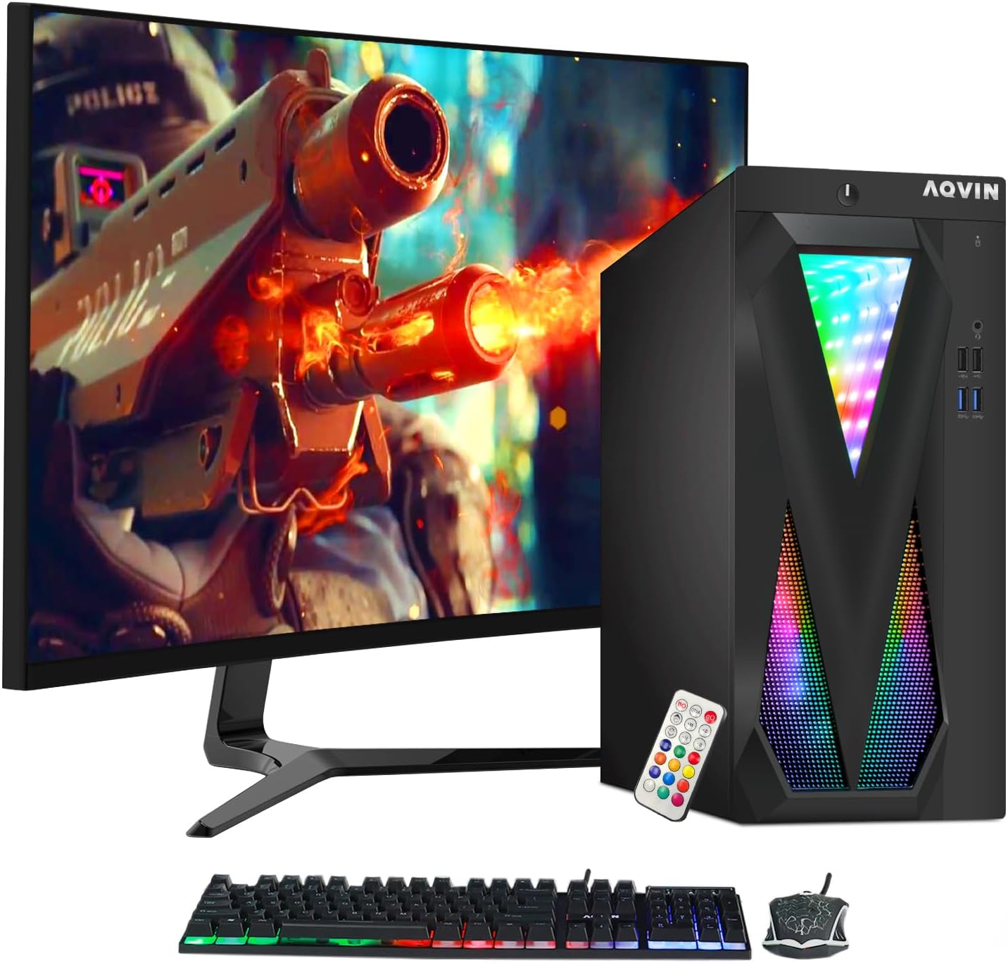 Amazon.com: AQVIN Gaming PC InfinityLite Tower - 24 Inch Curved Gaming ...