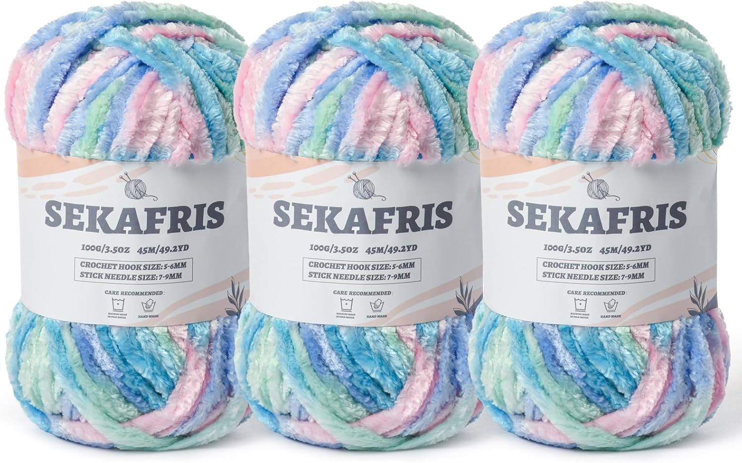 Amazon.com: Fuzzy Chunky Chenille Yarn for Crocheting，Soft Plush Yarns ...