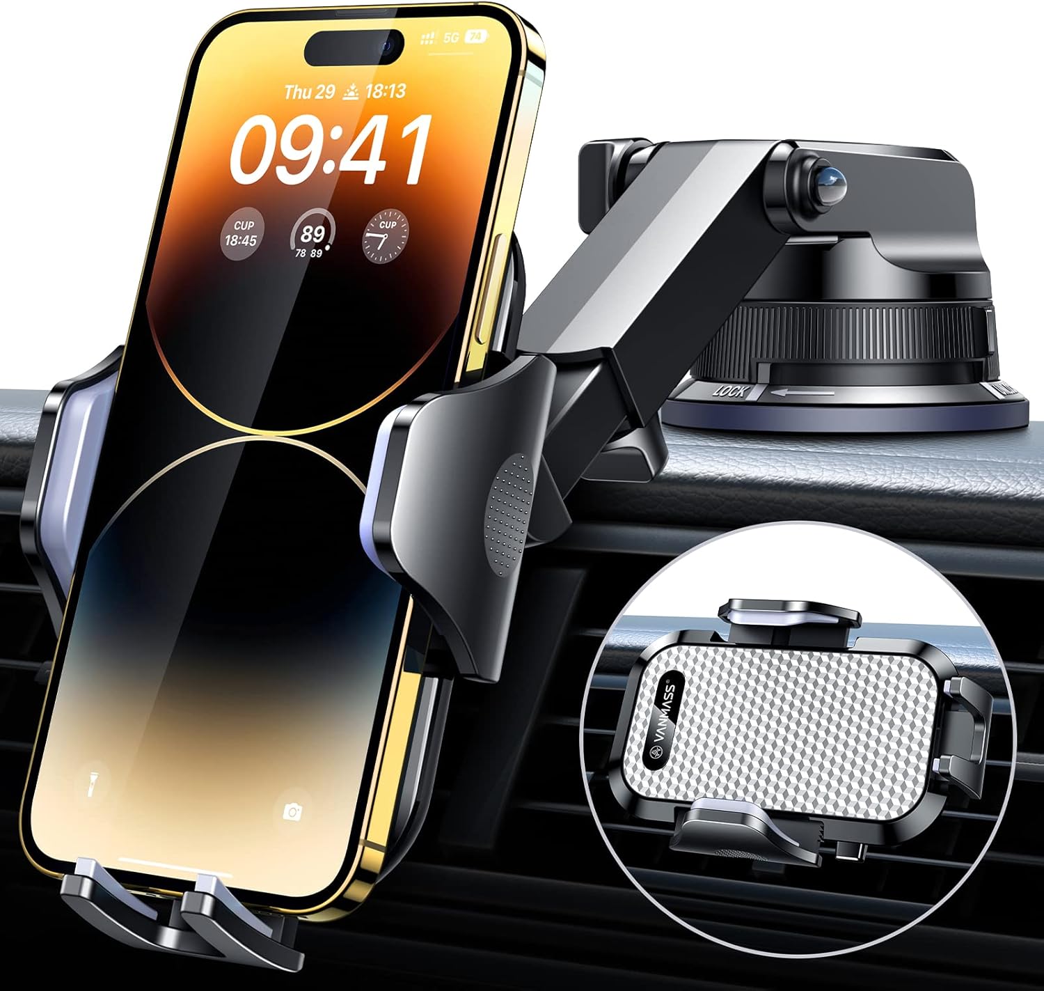 Amazon.com: VANMASS Sliver Car Phone Mount, Compatible with iPhone 14 ...