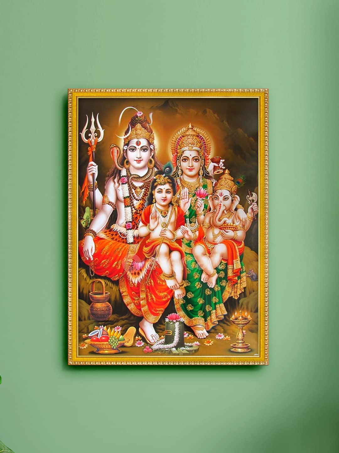 Buy 999Store Lord Shiva Parivar Photo Painting with photo Frame for ...