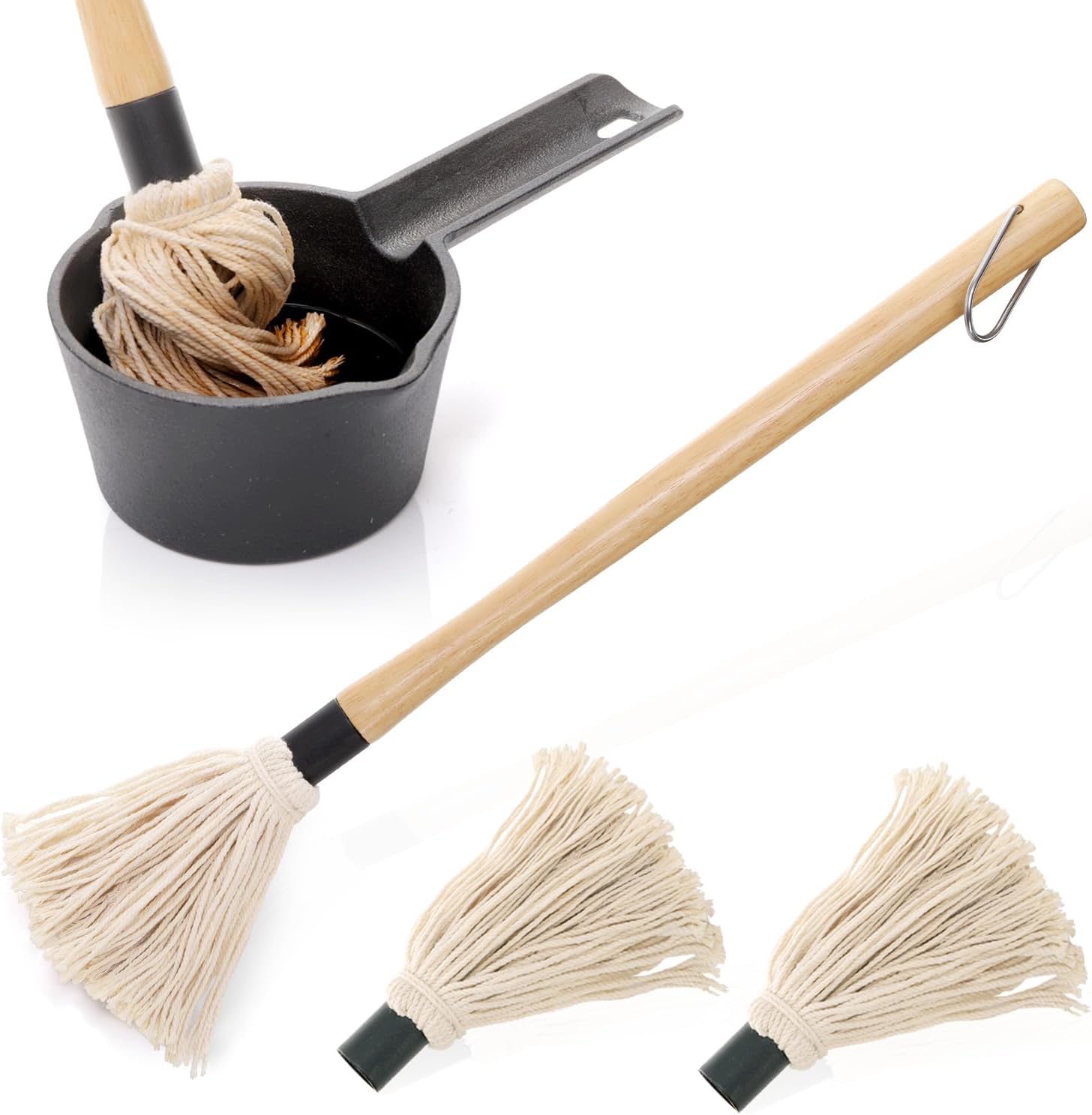 Amazon.com : Eorbow Cast Iron Sauce Pot and BBQ Mop Brush Set for ...