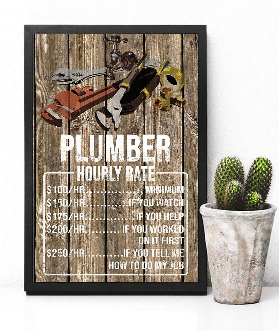 Amazon.com: HolyShirts Plumber Hourly Rate Poster (24" x 36 ...