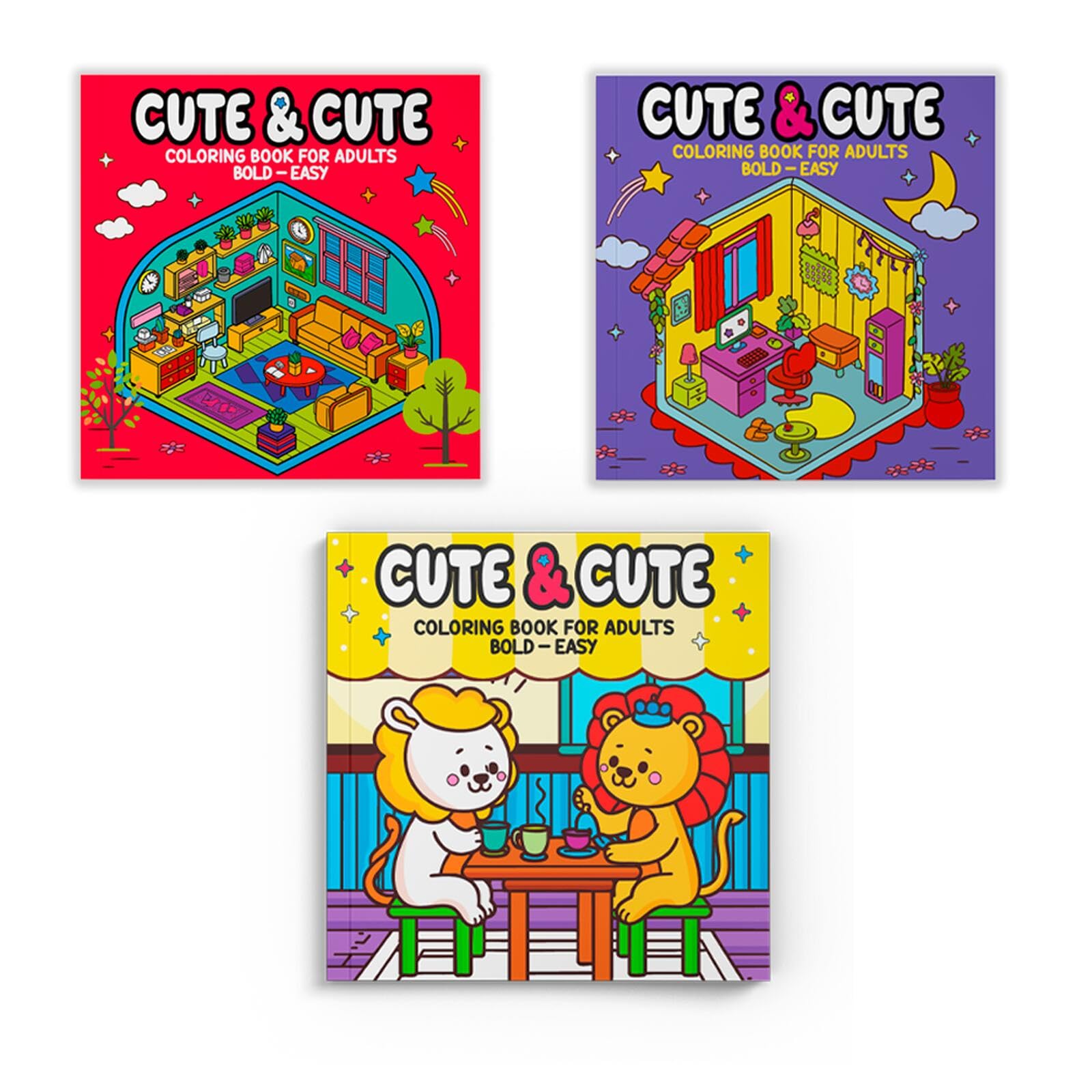 Coleção Cute & Cute Coloring Book for Adults Special - Bold Easy - Kit ...