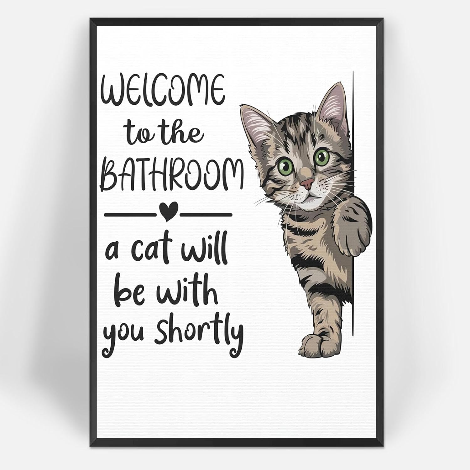 Amazon.com: Funny Cat Bathroom Signs Wall Art Cute Animal Cats Canvas ...