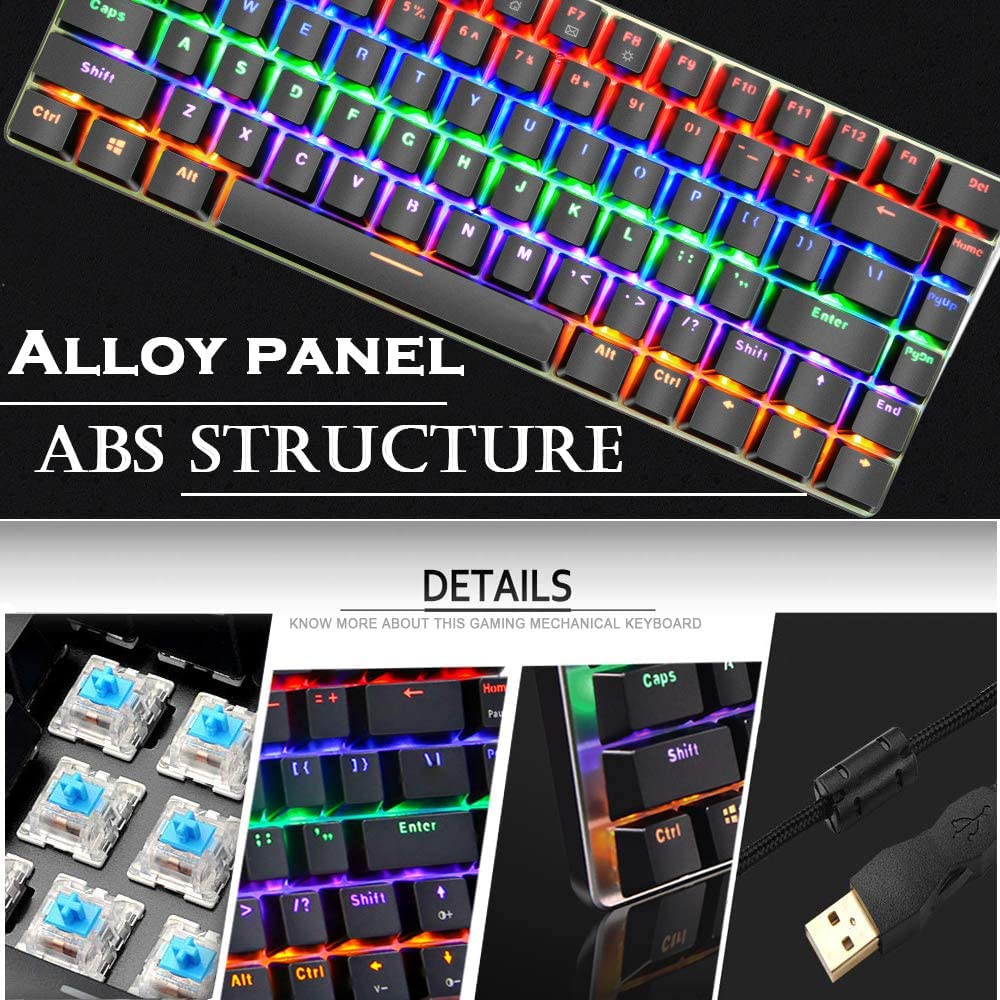 RGB Gaming Keyboard, Anti-Heavy Shadow 80% Mechanical Wired Keyboards ...