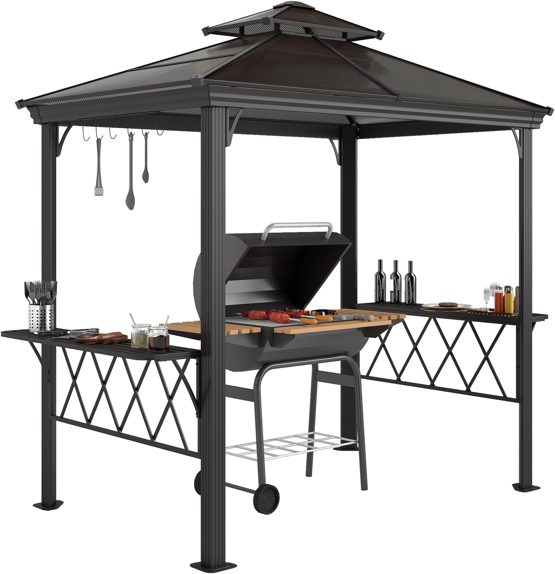 Amazon.com : Outsunny 9' x 5' Grill Gazebo, Hardtop BBQ Gazebo Canopy ...
