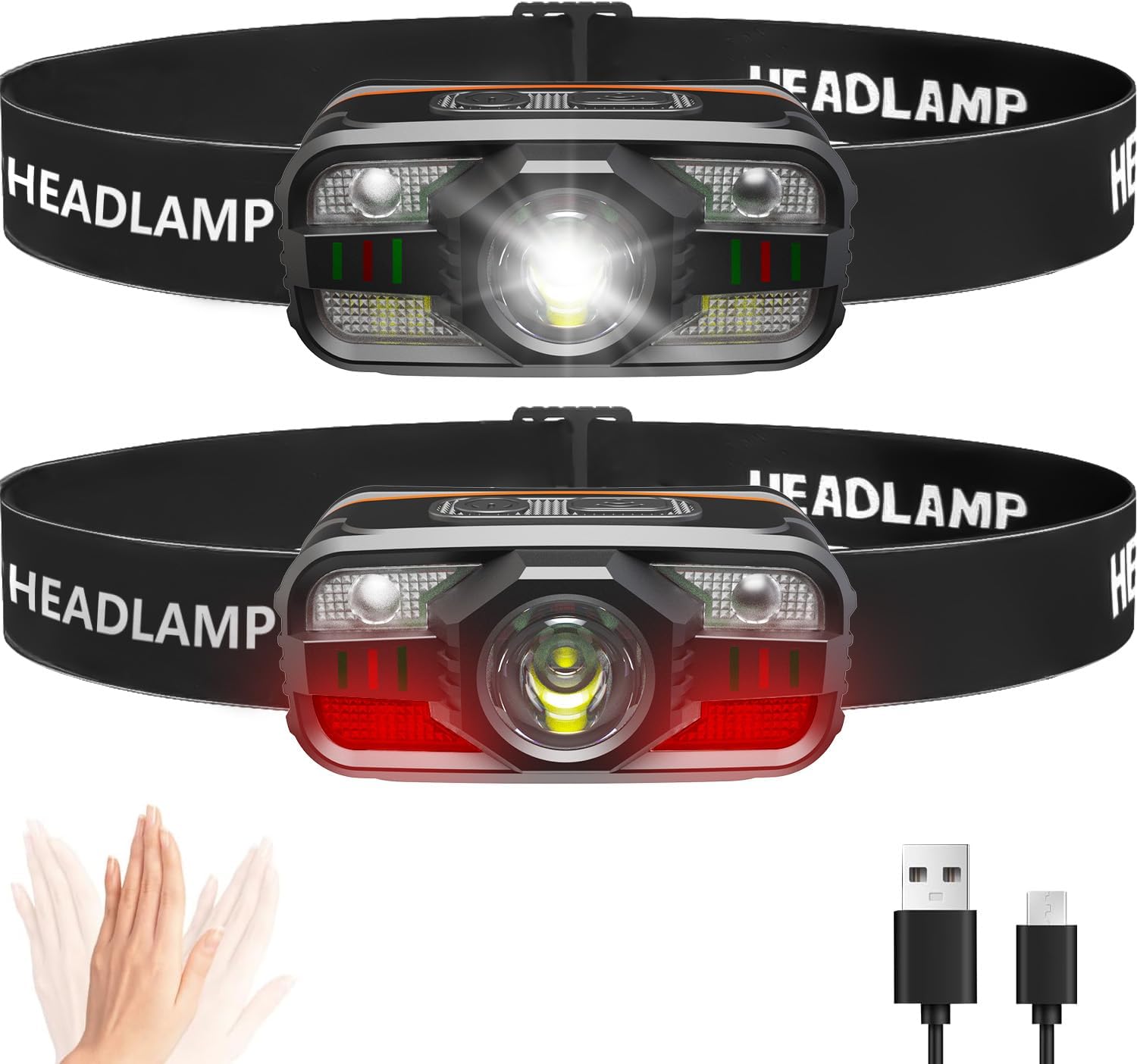 Blukar Headlamp Head Torch Rechargeable, Super Bright LED Lightweight ...