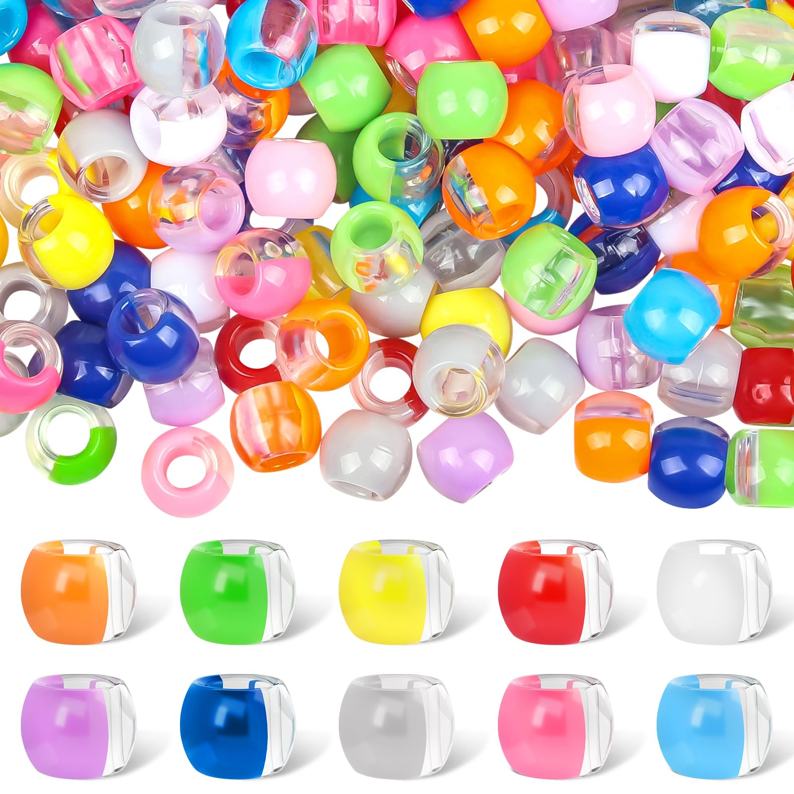 Amazon.com: 400pcs Pony Beads with Large Holes Hair Beads with ...