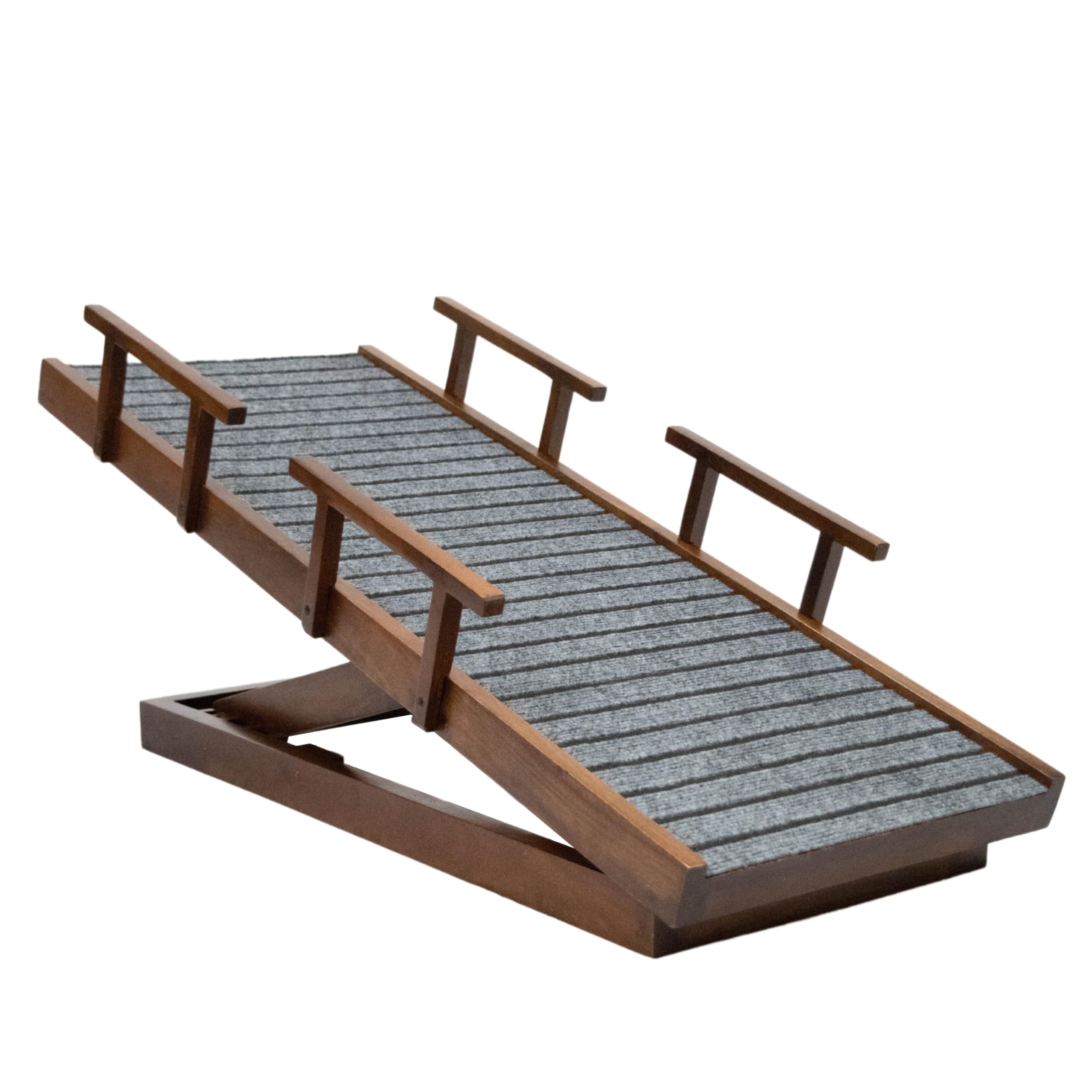 FurryLiving Foldable Solid Wood Pet Ramp with Safety Rails for Dogs ...