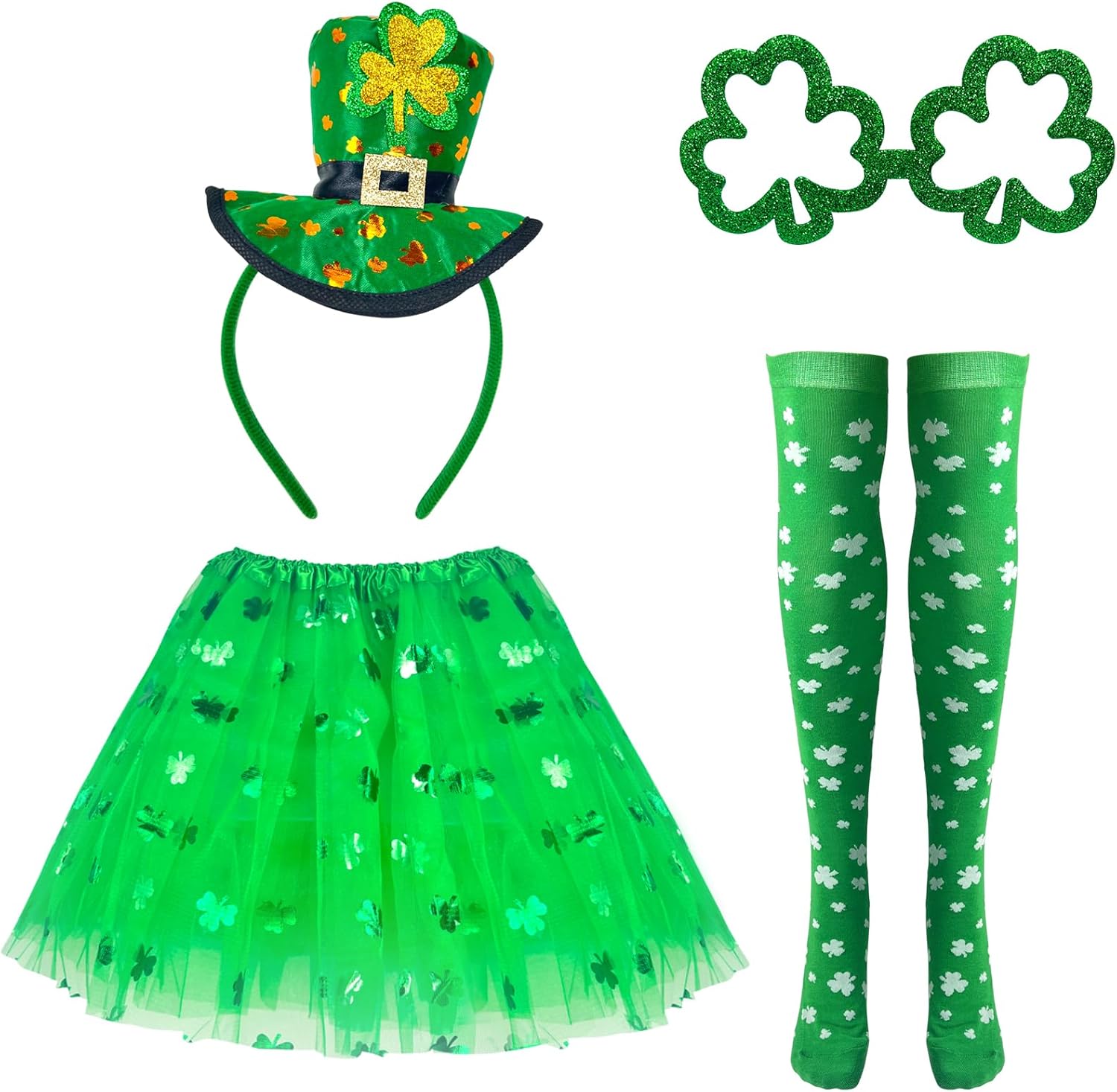 Amazon.com: QLINLEAF St. Patrick's Day Tutu Set with Top Hat Headband ...