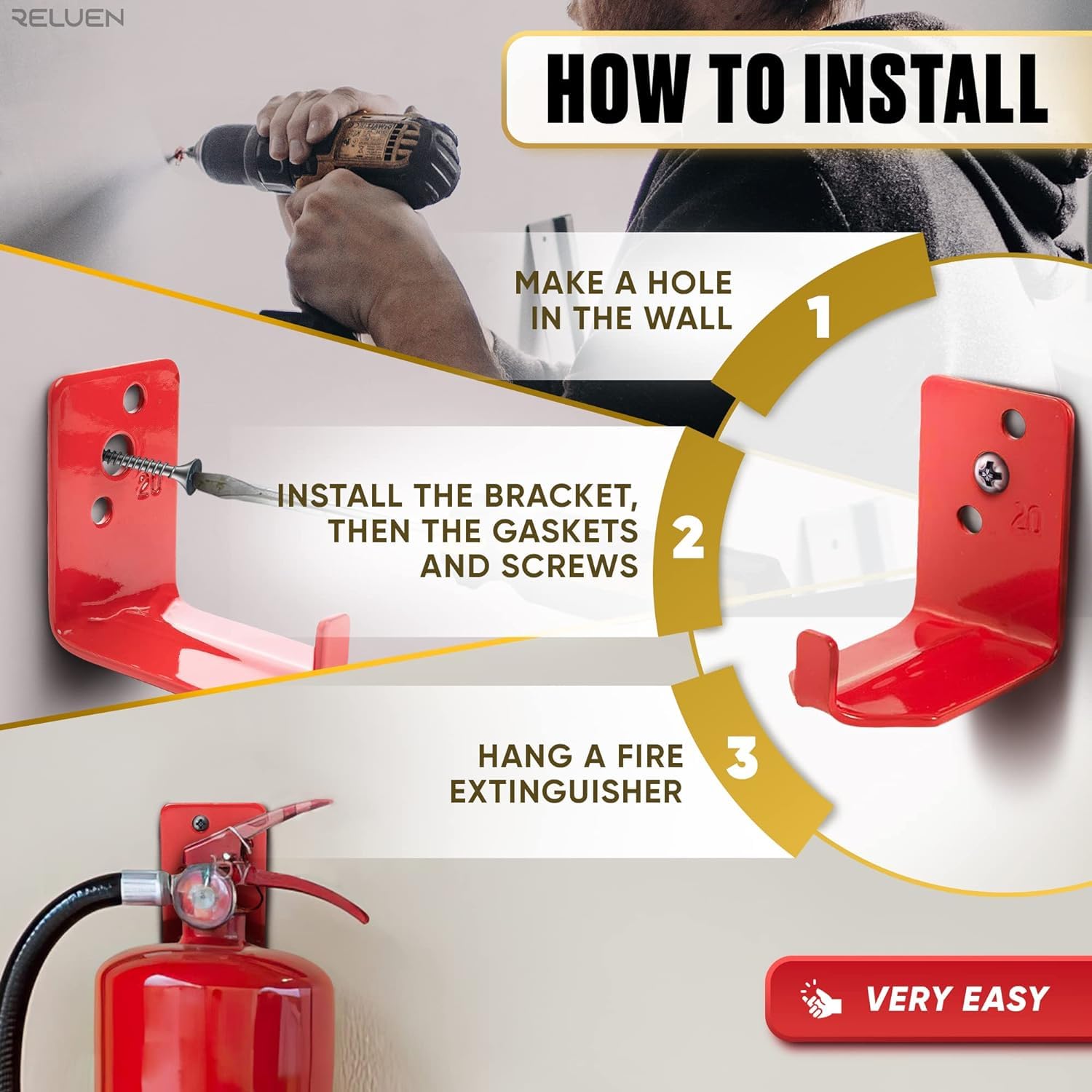 Snapklik.com : 4Pcs Fire Extinguisher Mount Wall Bracket - Home Fire ...