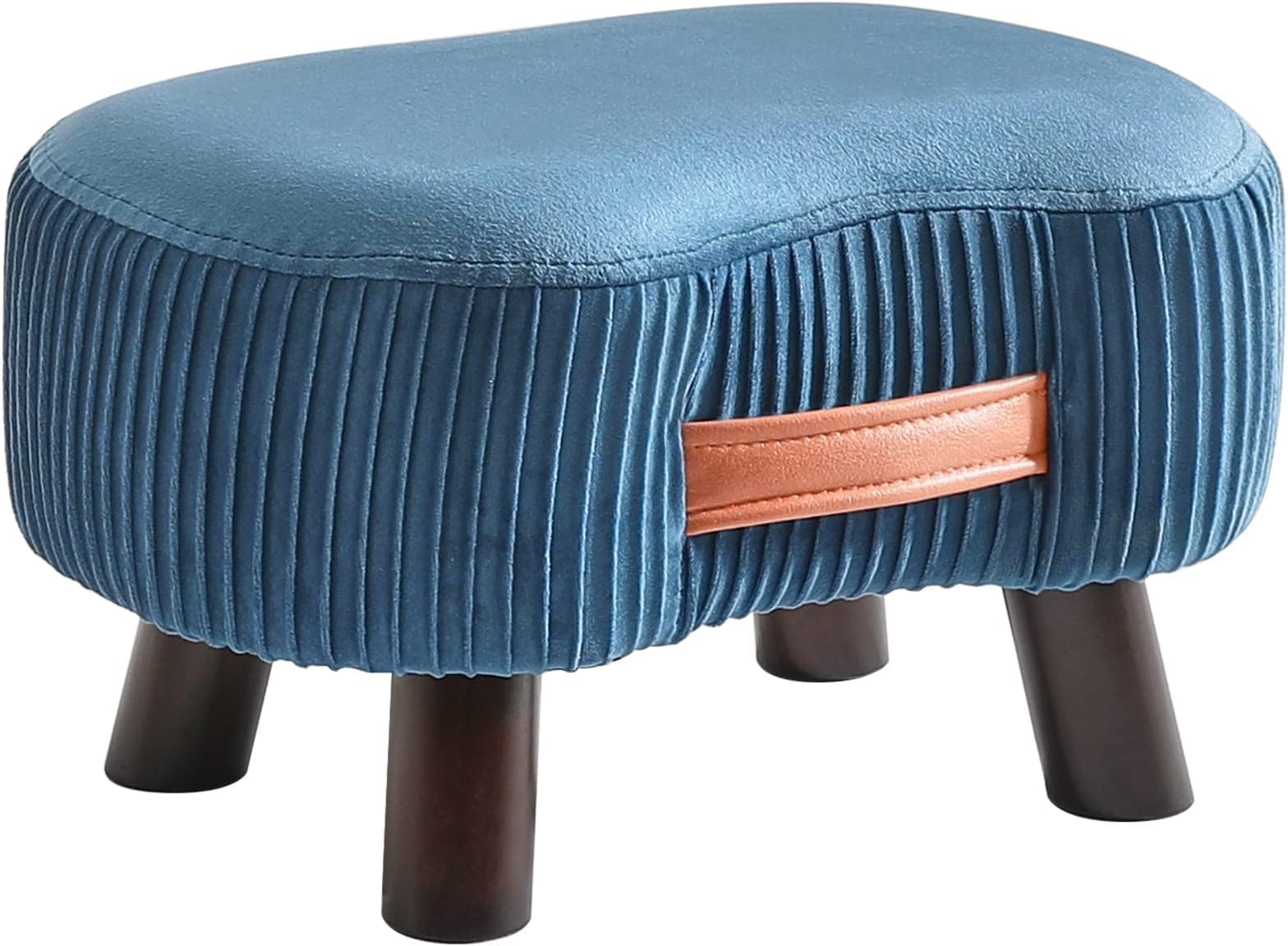 PATCHWORK - Shabby Chic Square Pouffe Padded Stool/Wood Legs - Multi ...