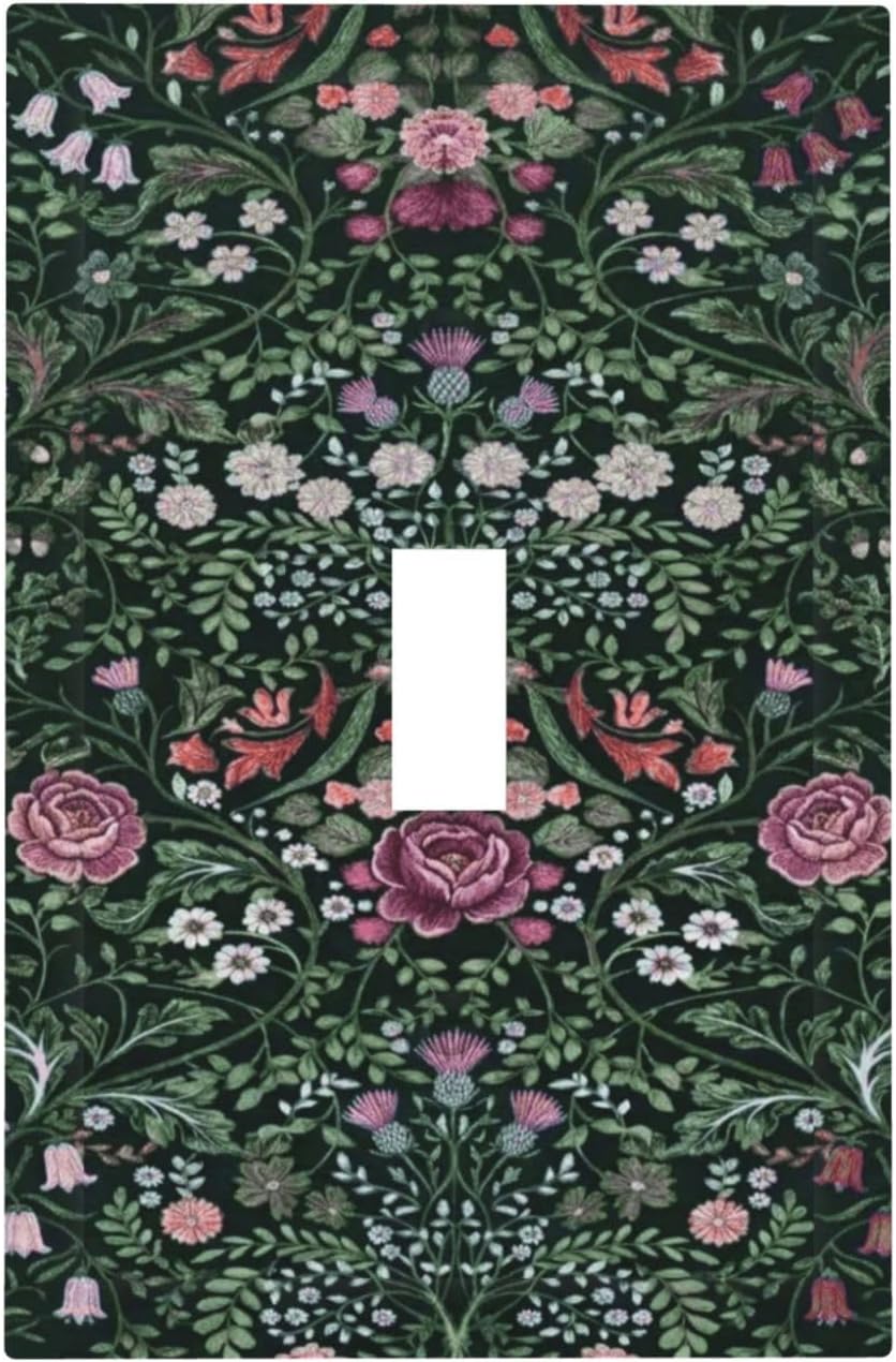 William Boho Floral Moris Flower Leaf Decorative 1 Gang Light Switch ...
