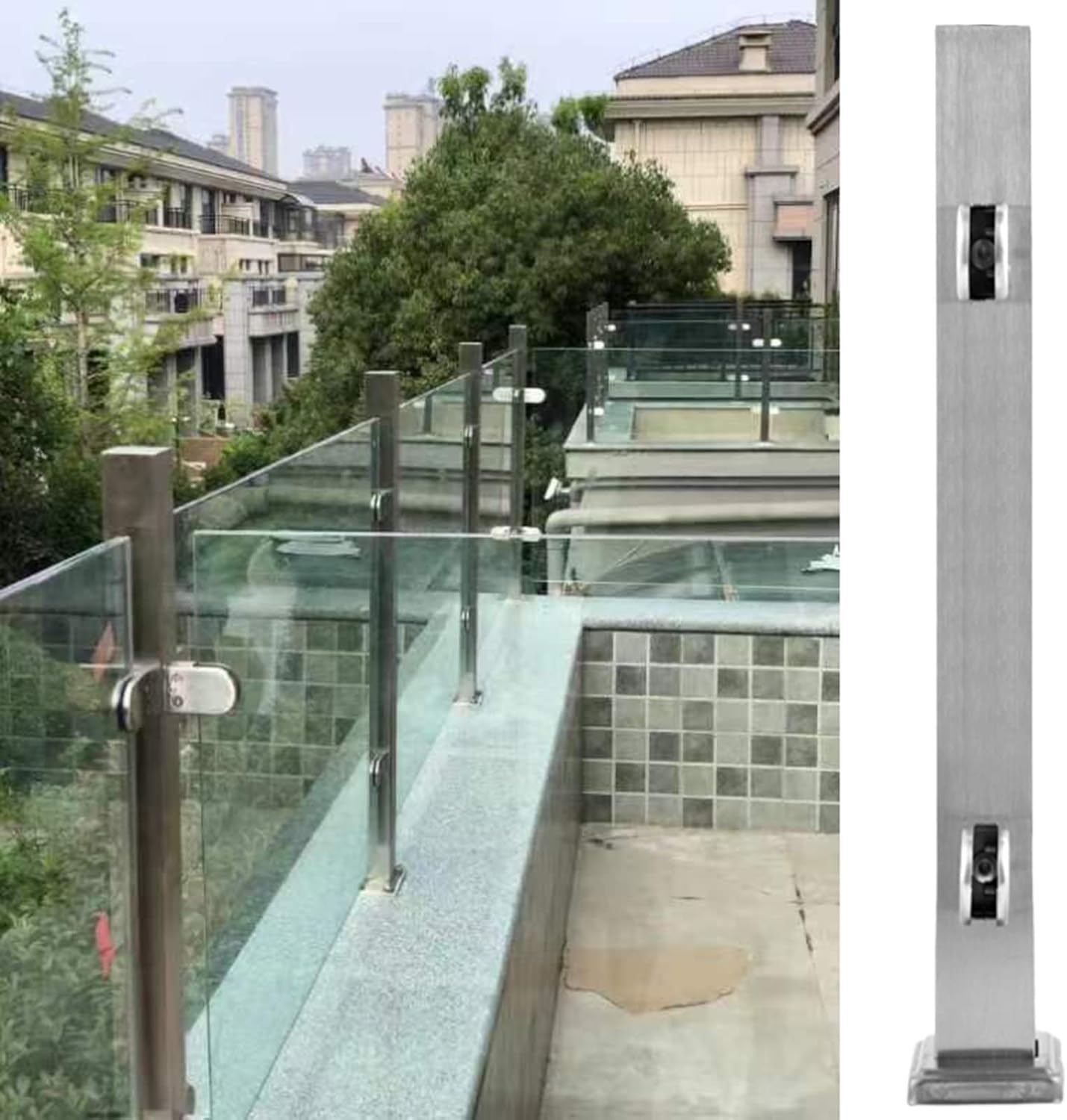 Amazon.com: Glass Railing Post, Heavy Duty 304 Stainless Steel Railing ...