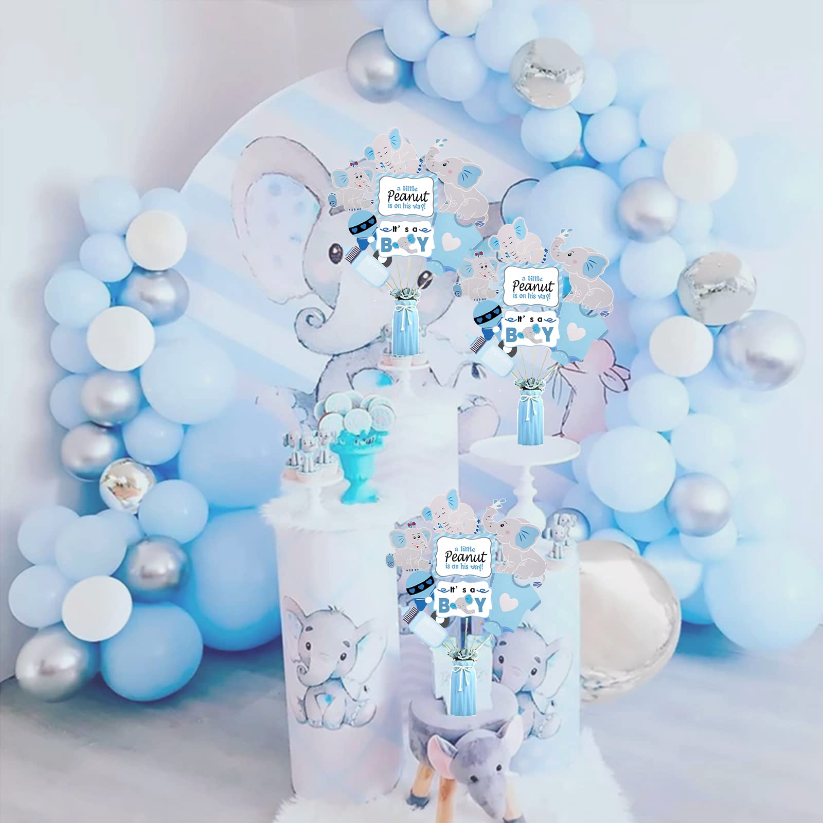 Snapklik.com : 24pcs Blue Elephant Centerpiece Sticks, Baby Boy Its A ...