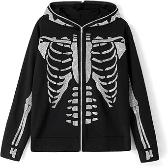 Kaipiclos Skeleton Hoodie Men Women Full Zip Up Hoodie Over Face ...