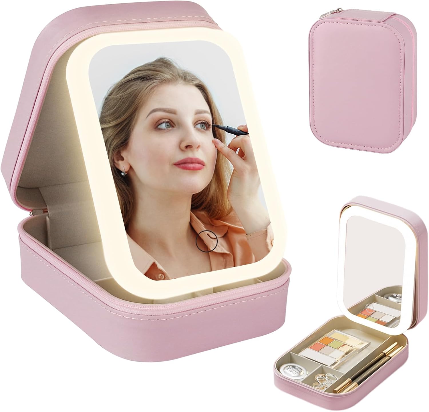 Amazon.com: TIGARI Travel Makeup Jewelry Case with LED Mirror, Small ...