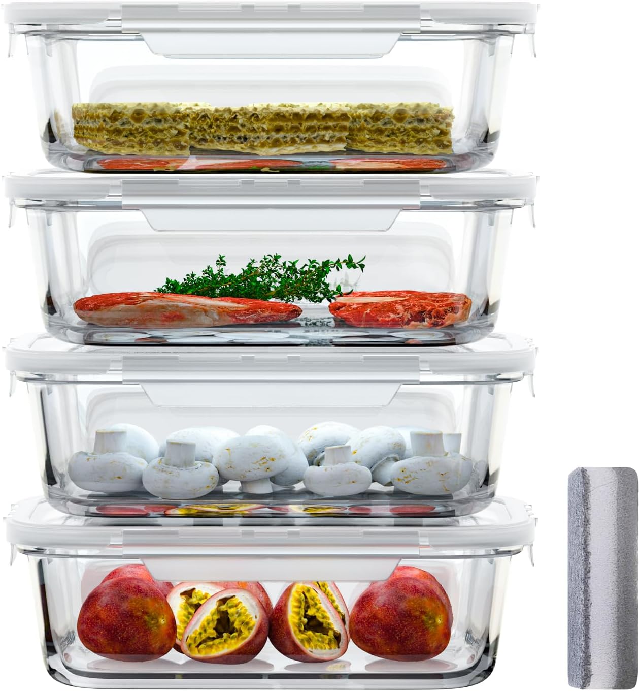 Curver Glass Airtight Food Storage Container - 3.3L Capacity with Clip ...