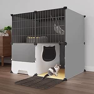Cat Cage Cat Crates for Indoor Cats, Cat Enclosure with Cat Litter Box ...