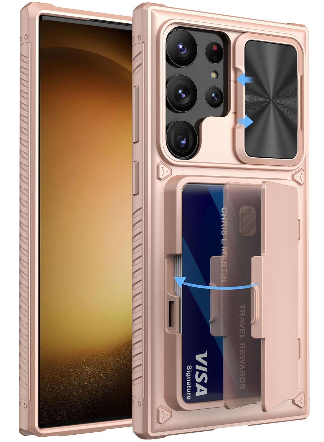 Amazon.com: Vihibii for Samsung Galaxy S23 Ultra Case with Slide Camera Protection Cover, Built ...