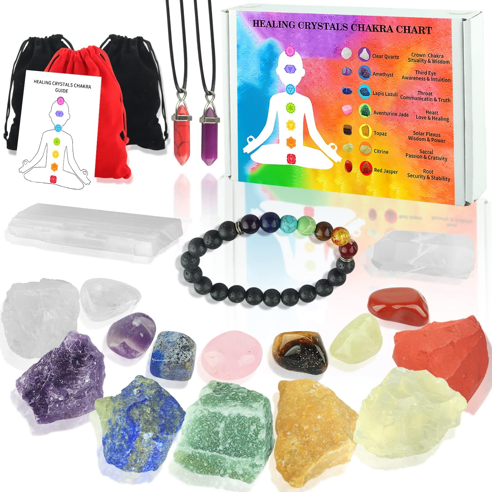 Amazon.com: Crystals and Healing Stones Premium Kit Velvet Pouch - 7 ...