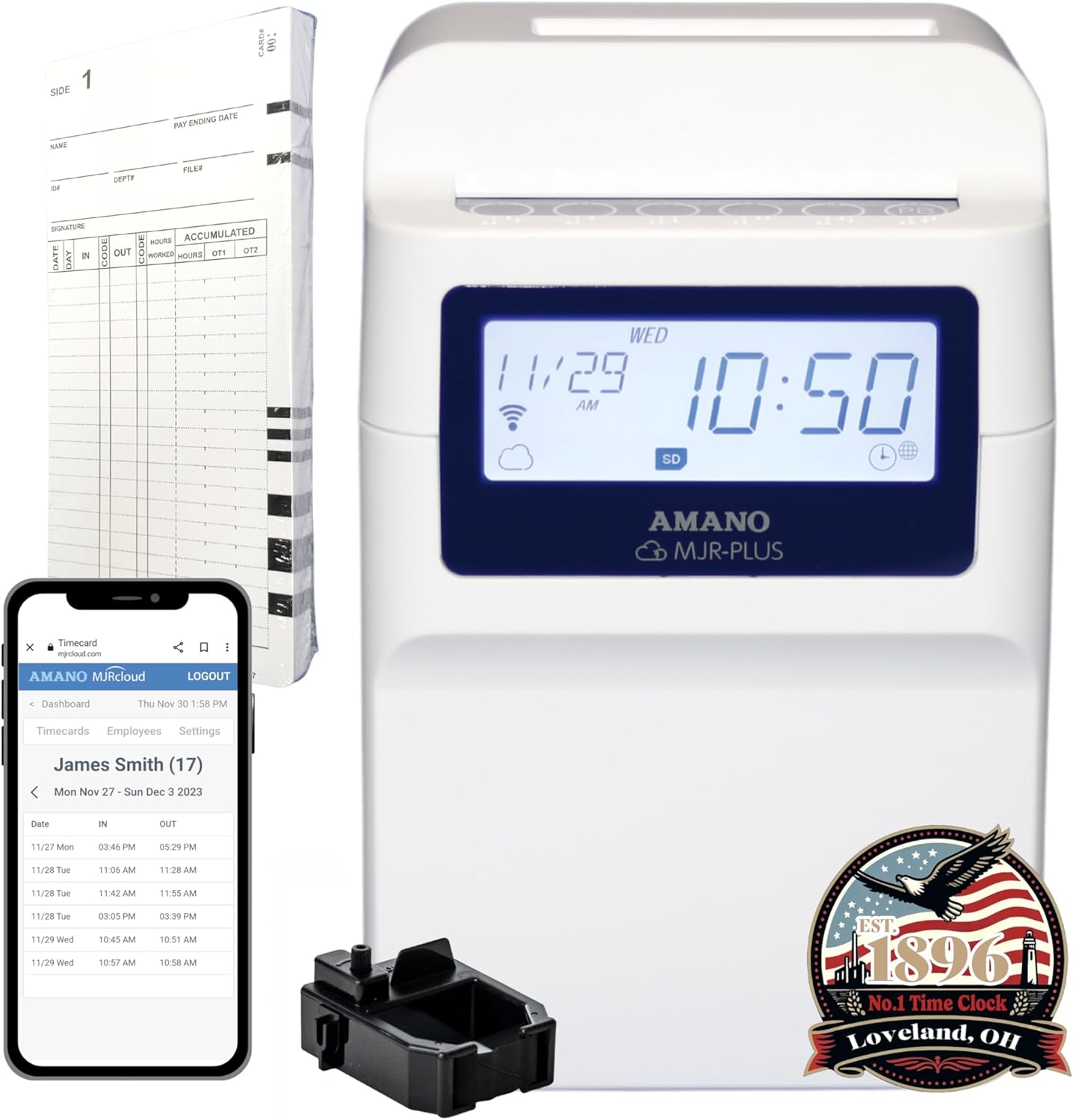 Amazon.com: Amano MJR-Plus Calculating time Clock for 100 Employees ...