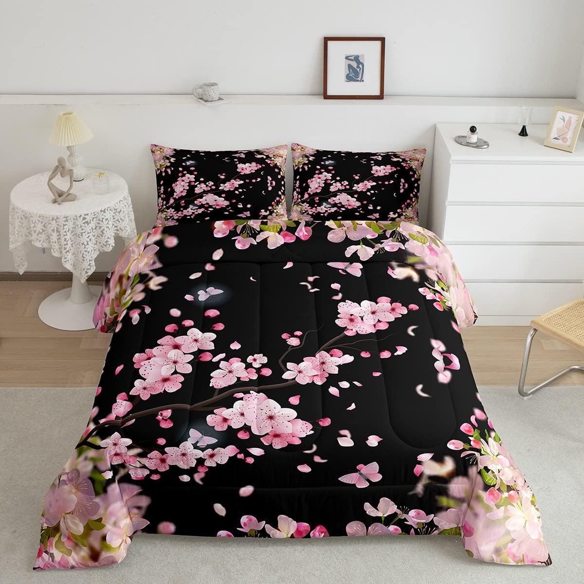 Amazon.com: Cherry Blossoms Bedding Comforter Set,Japanese Style Duvet ...