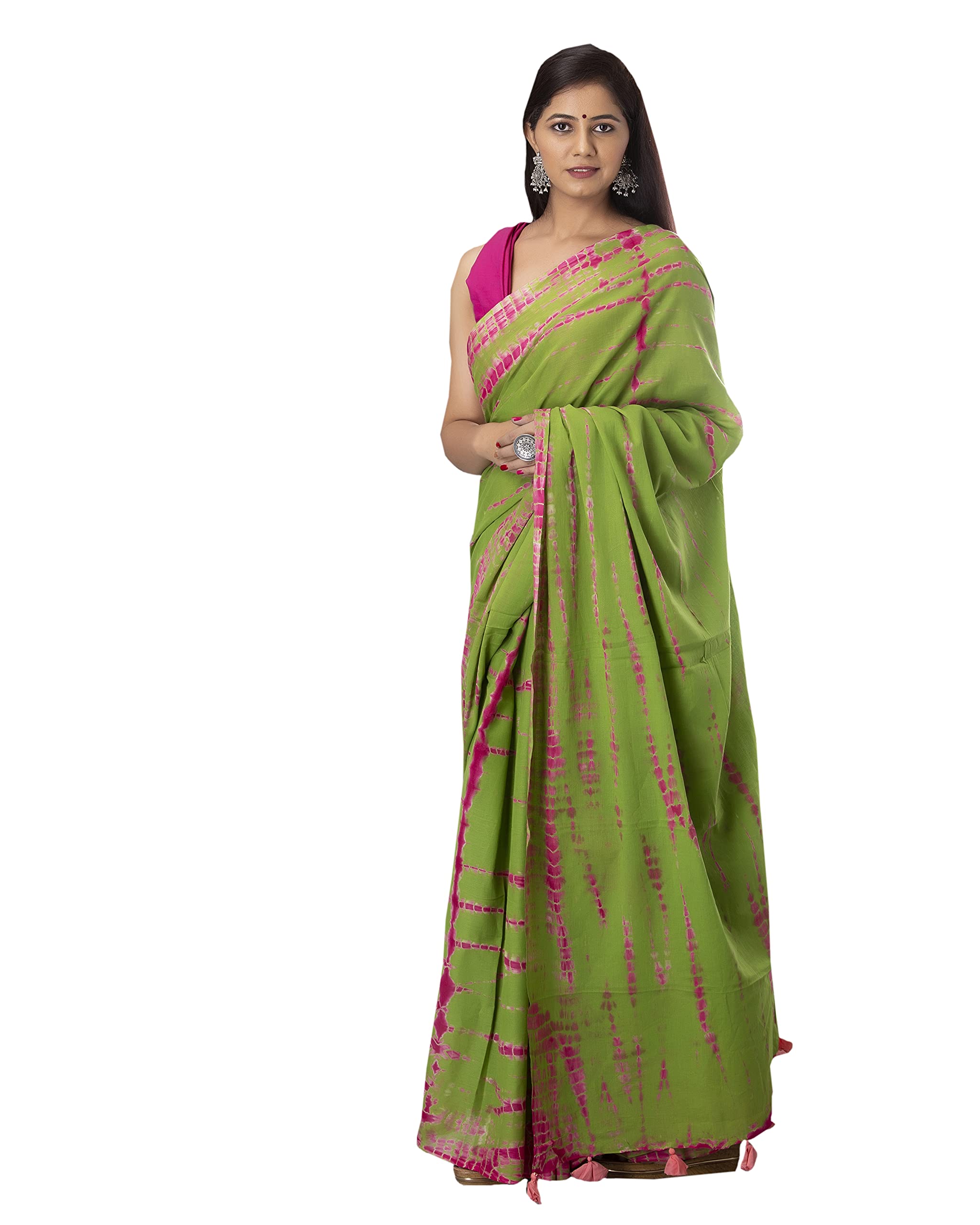Buy Vanedik Shibori Tie and Dye Print Mulmul Cotton Sarees for Women ...
