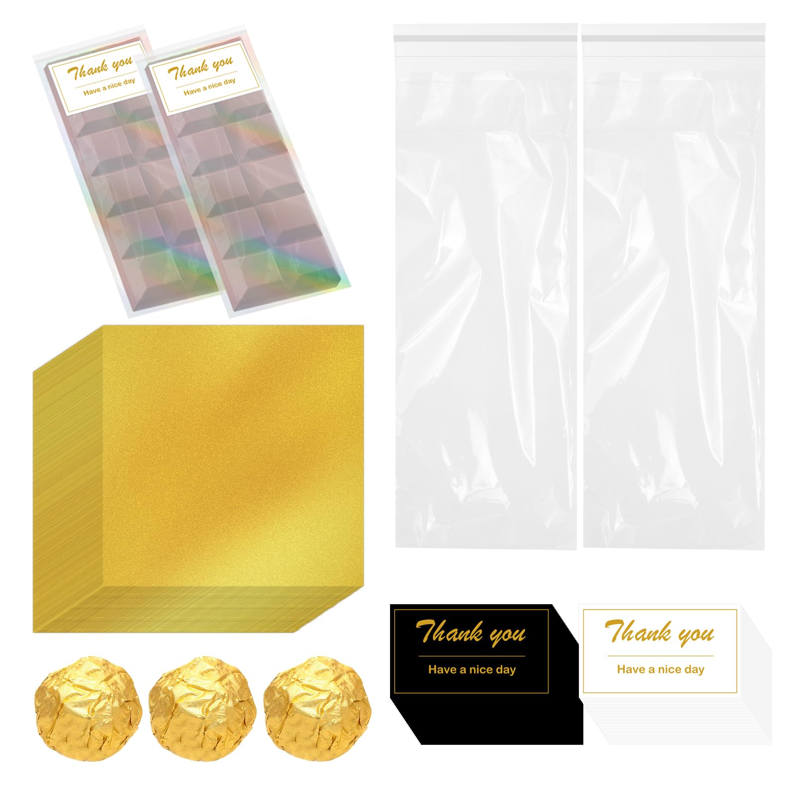 Amazon.com: 200Pcs Chocolate Bar Wrappers, Gold Tin Foil Candy Bar ...