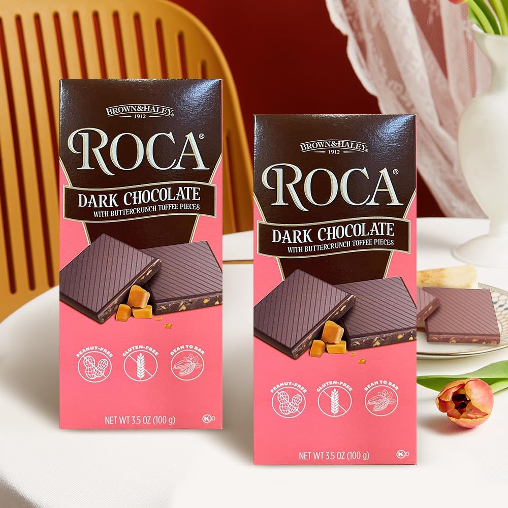 Amazon.com : Brown & Haley ROCA Dark Chocolate Bars With Buttercrunch ...