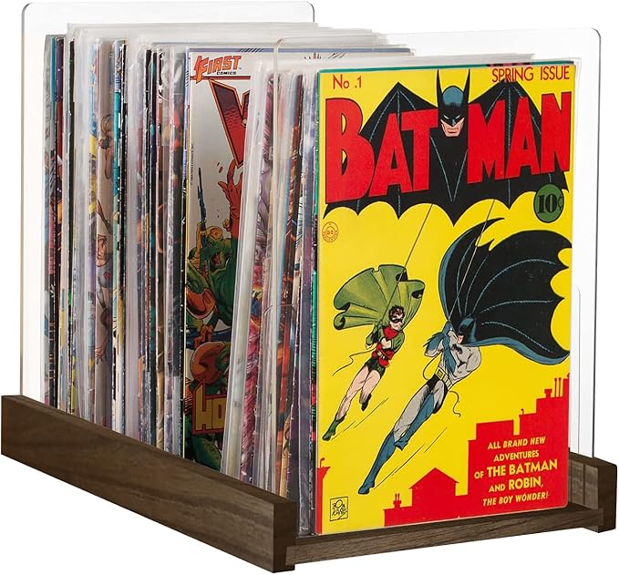 Amazon.com: Komiq Patented Comic Book Storage Holder – Wooden & Acrylic ...