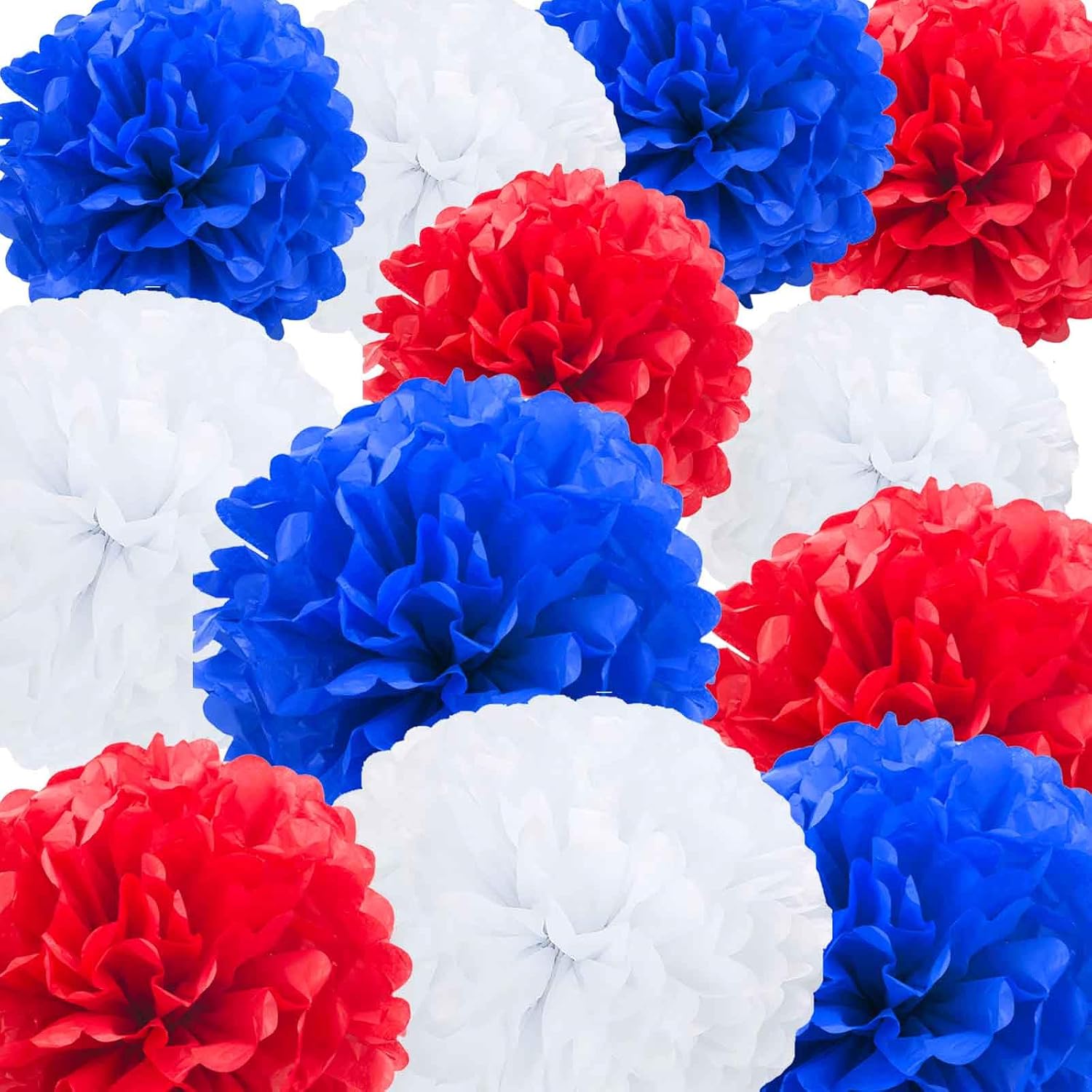 Amazon.com: Navy Blue Red and White Tissue Hanging Paper Pom Poms for ...