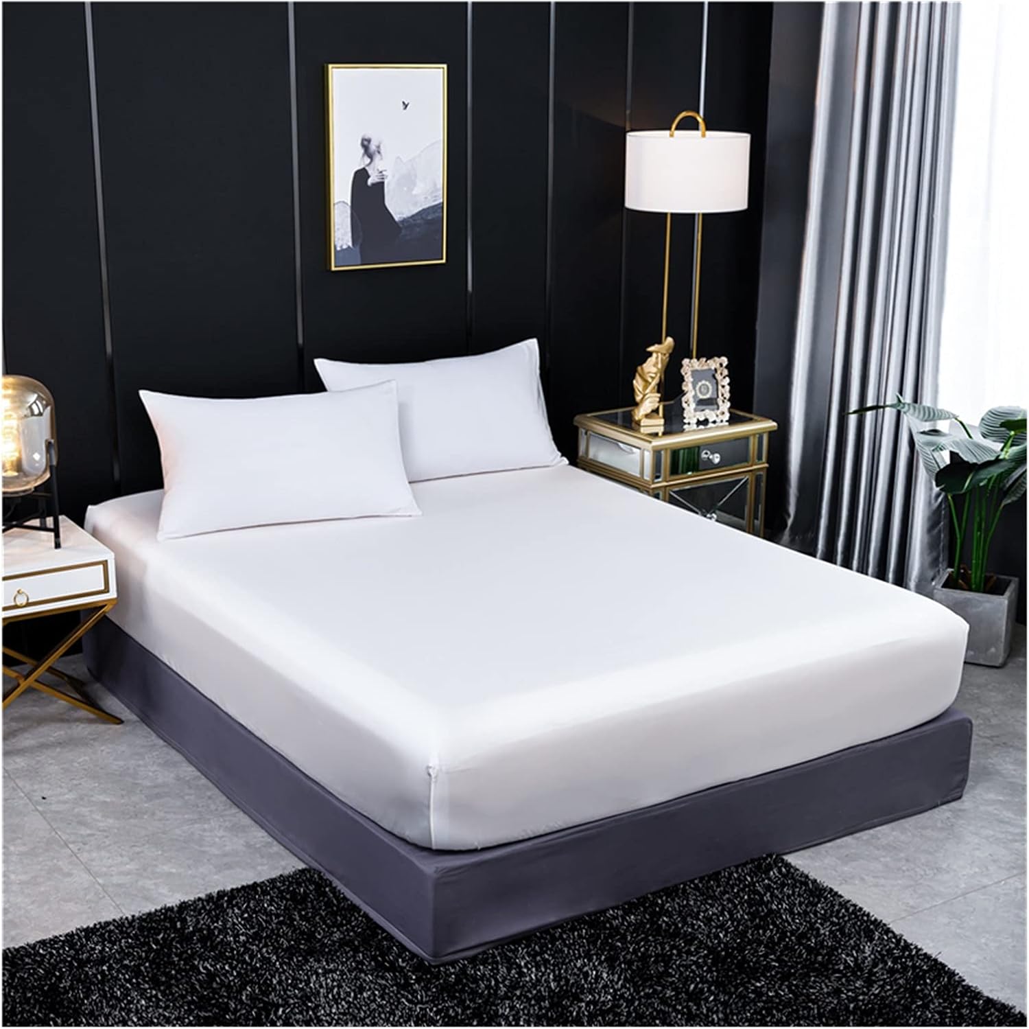 Amazon.com: DSMYYXGS Natural Mulberry Silk Fitted Sheet Luxury Solid ...