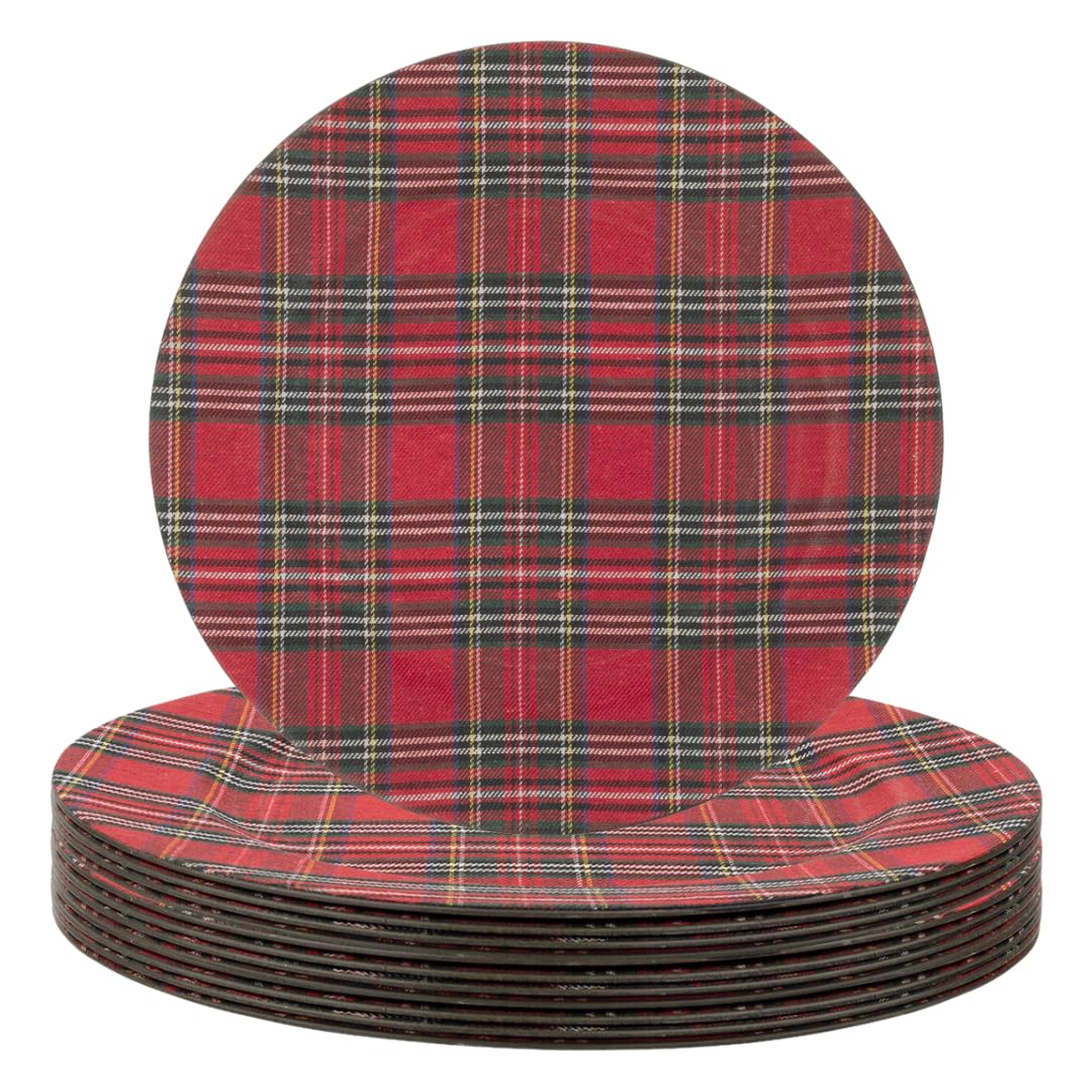 Amazon.com | Koyal Wholesale 13-Inch Red Tartan Plaid Charger Plates ...
