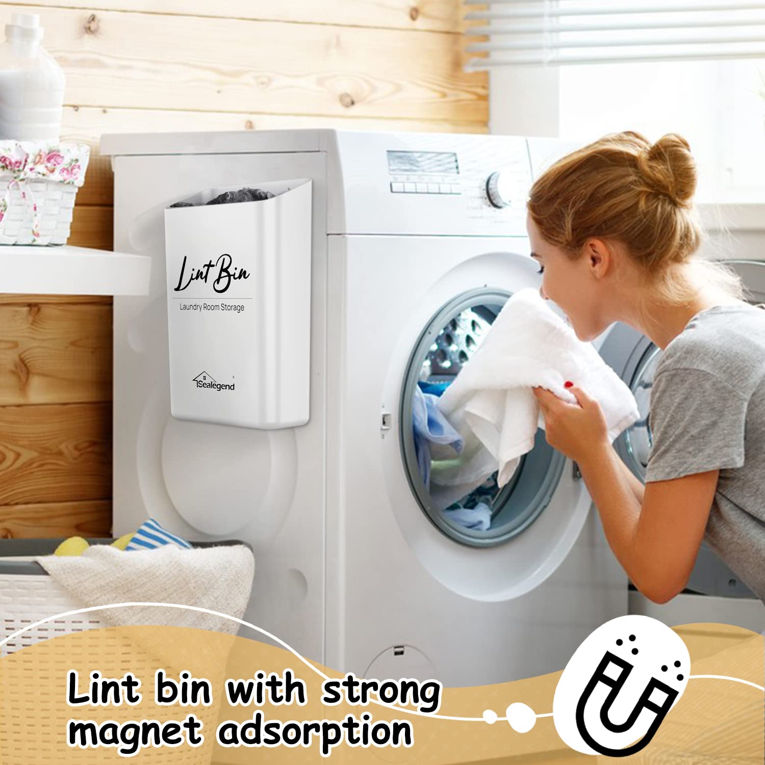 Snapklik.com : Magnetic Lint Bin Lint Trash Can For Laundry Room ...