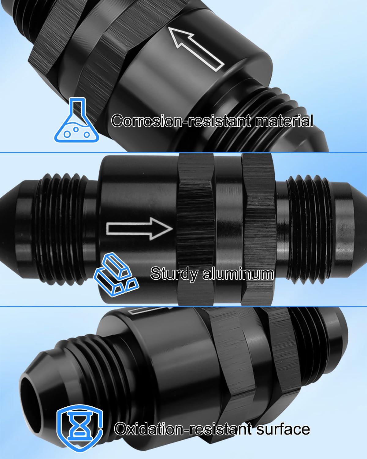 Snapklik.com : 8AN Fuel Check Valve, Male 3/4-16 Thread Check Valve ...