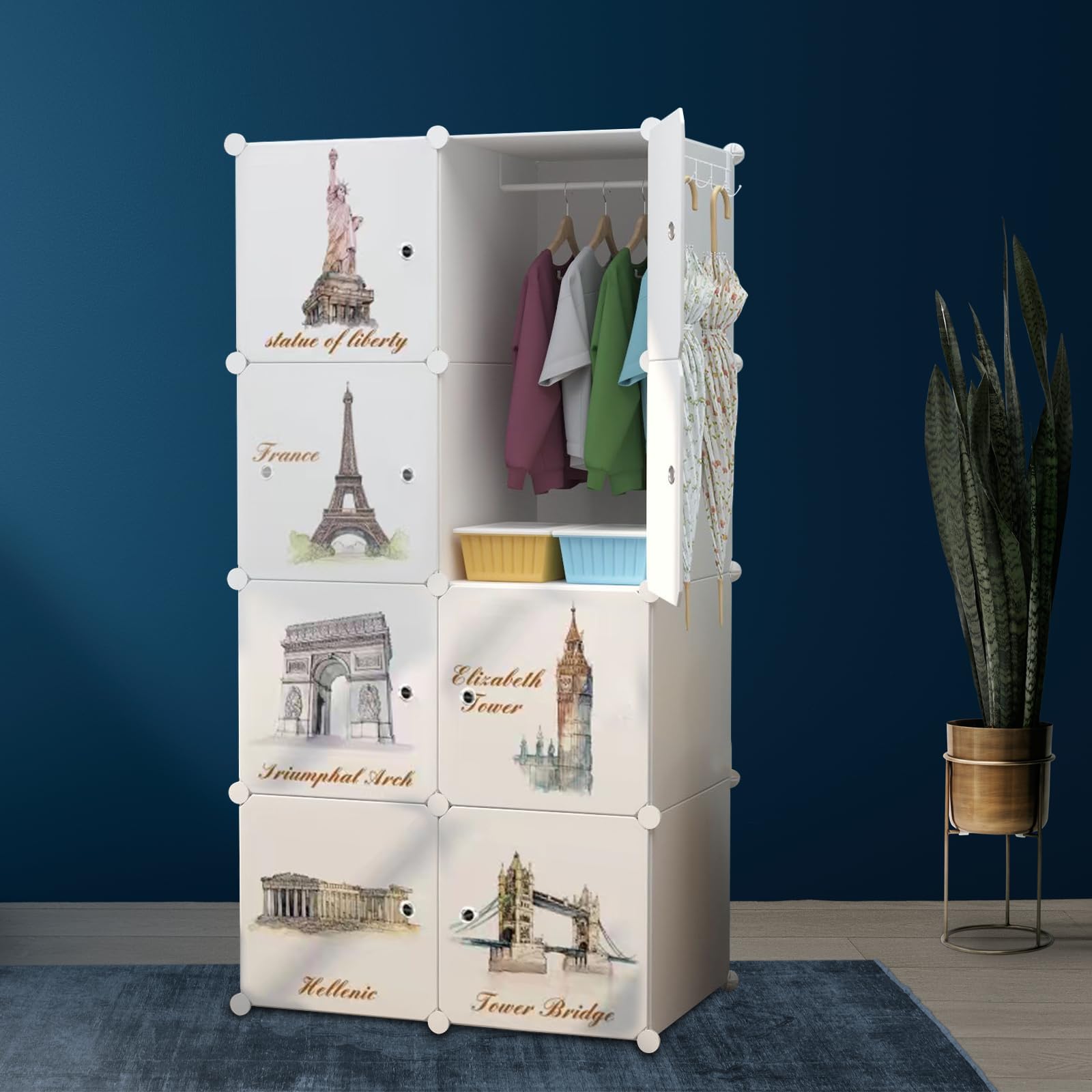 Coolleaf Soft Plastic Wardrobe For Clothes Kids Almirah 8 Doors ...