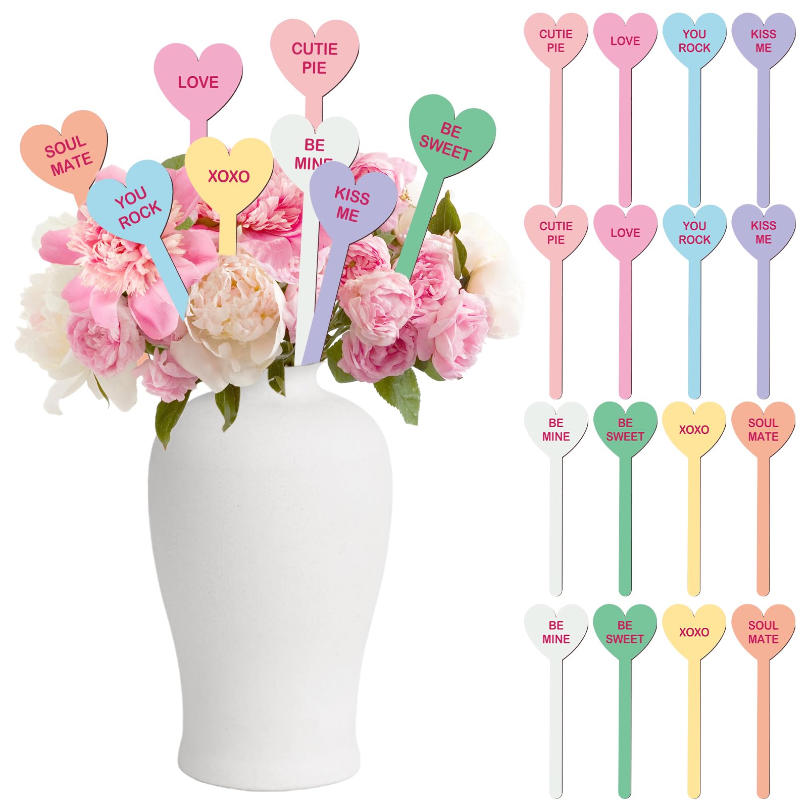 Amazon.com: JarThenaAMCS 24Pcs Valentine's Day Wood Stick Conversation ...