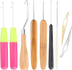 Dreadlock Crochet Hook Tool Kit,SUPRROW 9 PCS Bent Latch Hook Hair ...