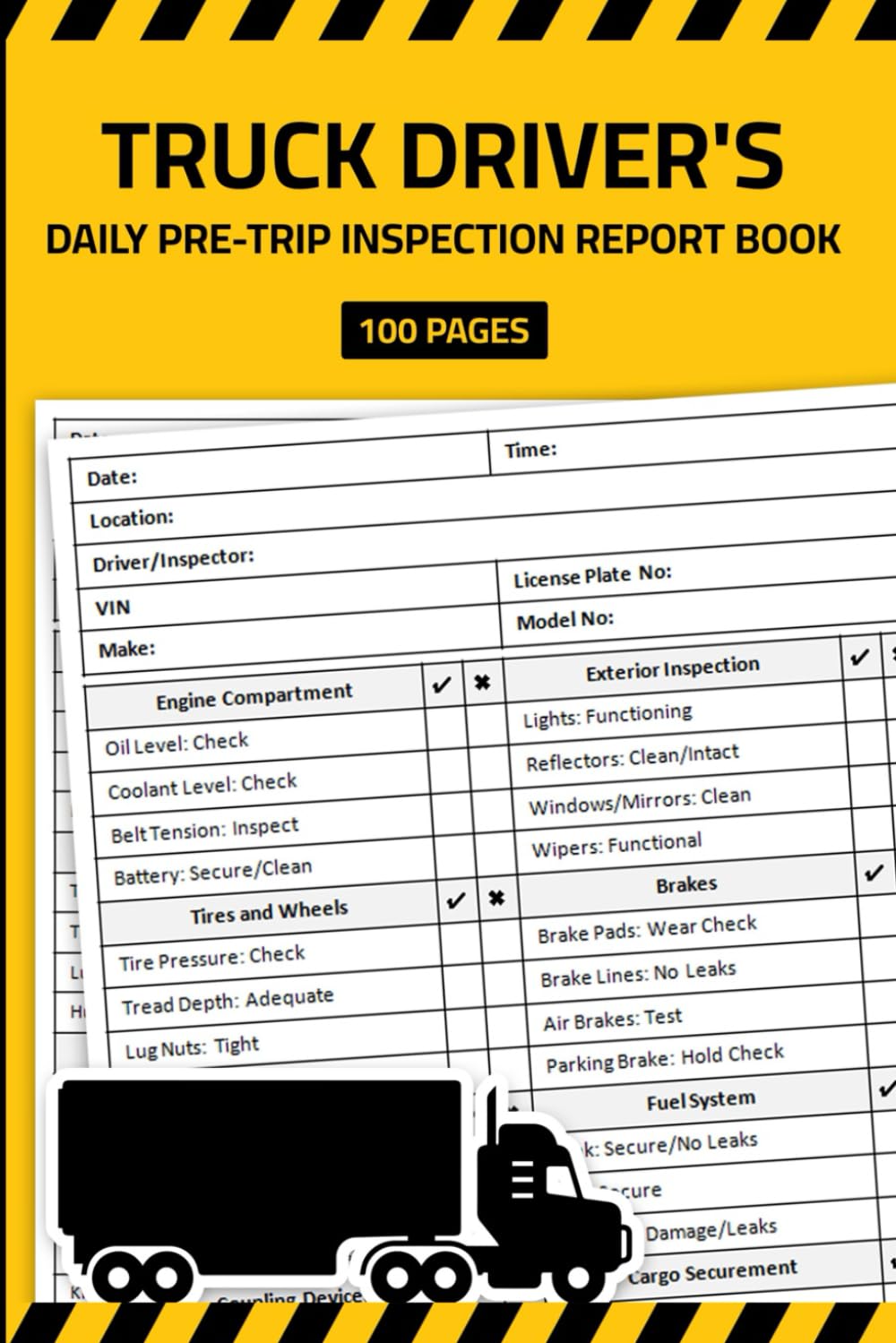 Truck Driver's Daily Pre-Trip Inspection Report Book: Daily Truck ...