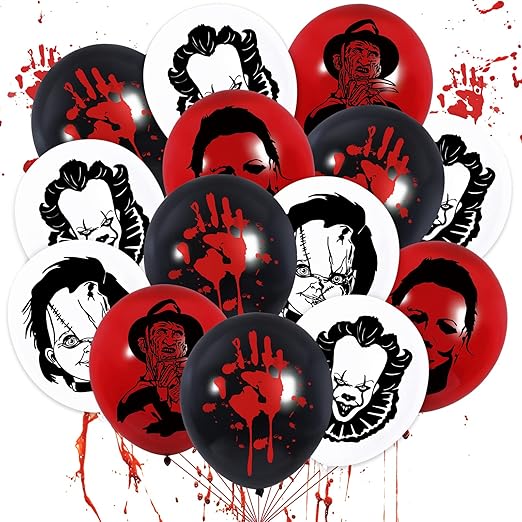 Amazon.com: Whaline 65Pcs Halloween Balloons Black White Red Blood ...