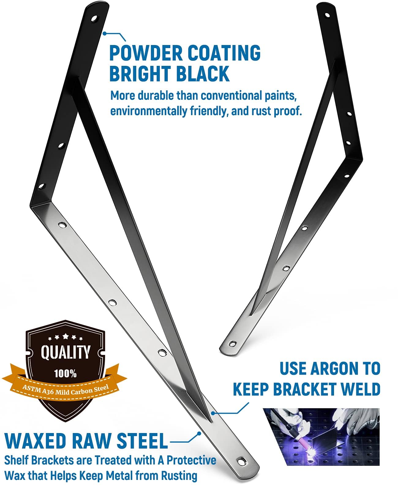 Snapklik.com : 8-Pack 14 Inch Heavy Duty Shelf Brackets, Large Floating ...