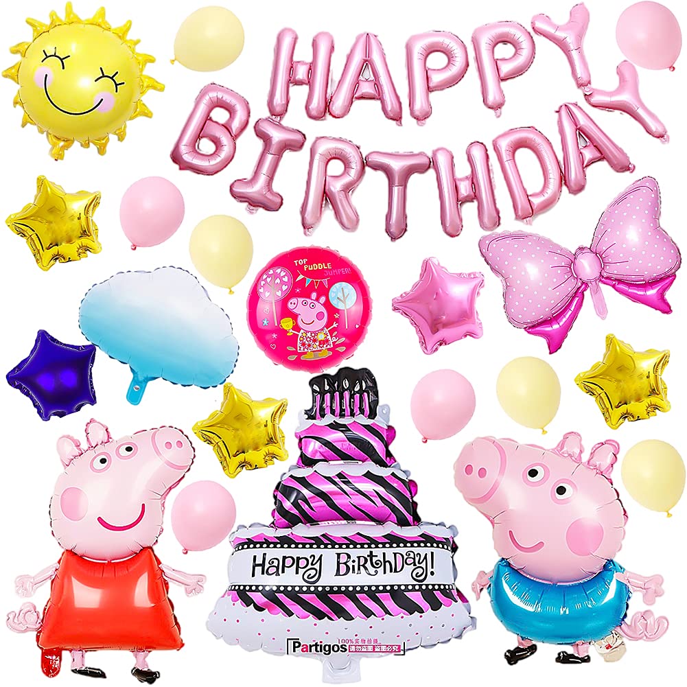 Peppa Pig Balloon Hilloly Pink Pig Balloons Peppa Party Supplies ...