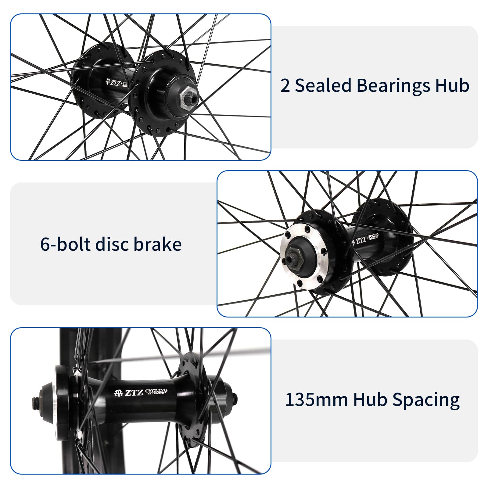 Snapklik.com : ZTZ 20/26 X 4.0 Inch Fat Tire Bike Front Wheel, Aluminum ...