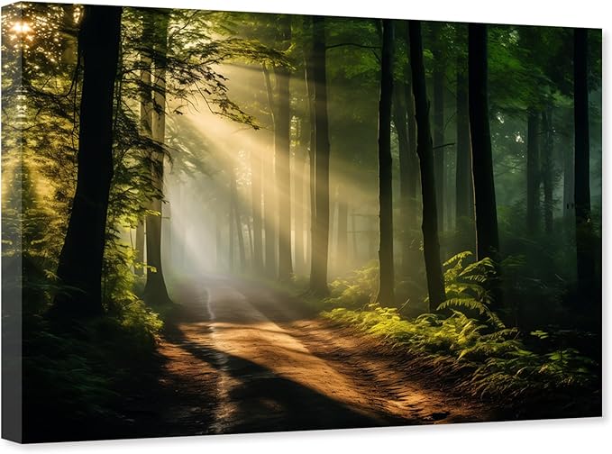 Amazon.com: ARTZGX Green Forest Wall Art Misty Forest Canvas Picture ...