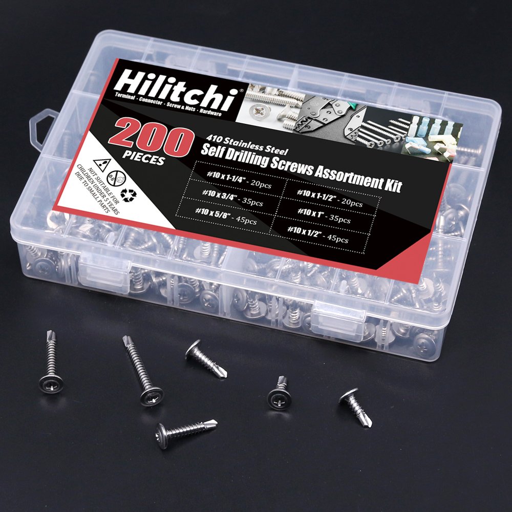 Snapklik.com : Hilitchi 410 Stainless Steel #10 Wafer Head Phillips ...