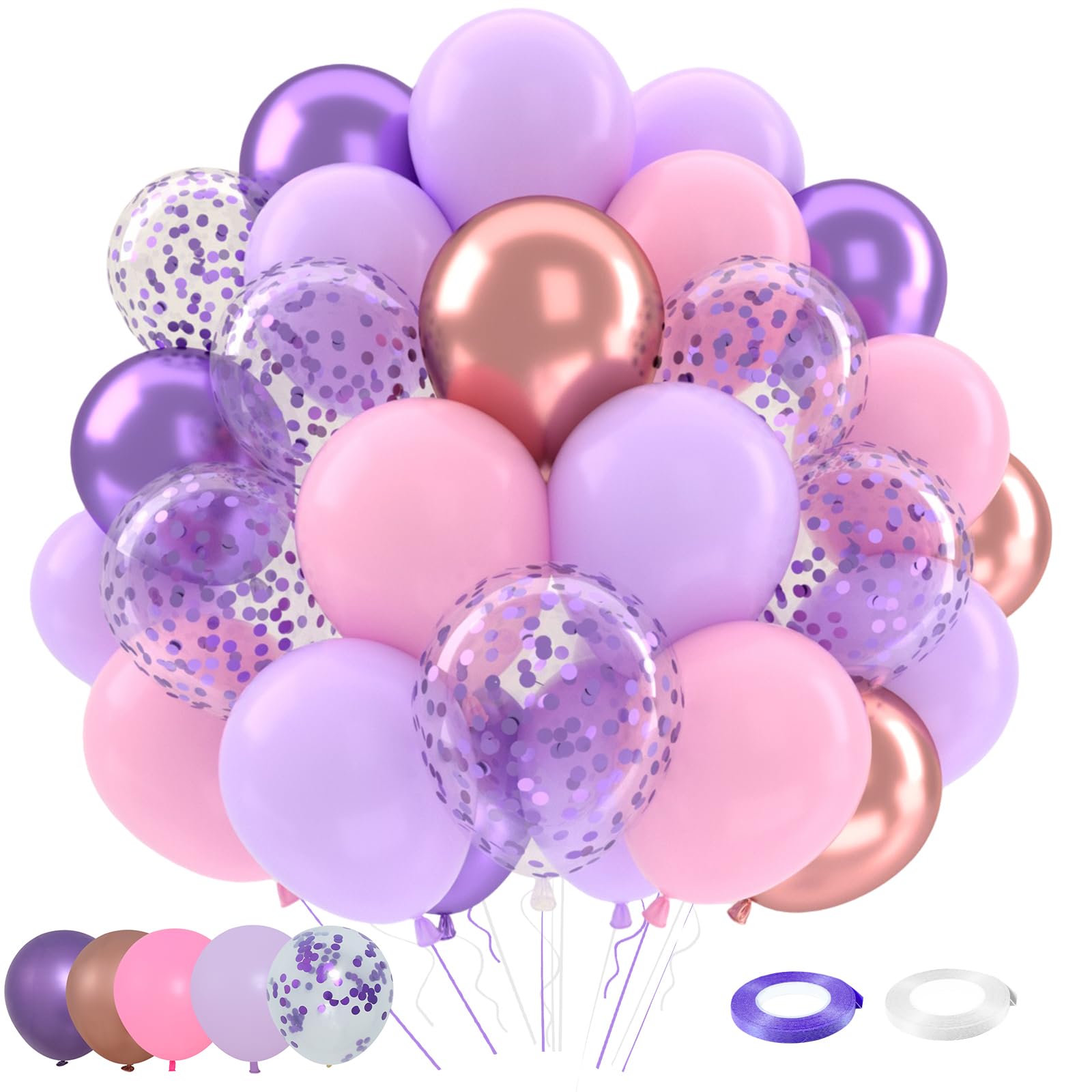 Amazon.com: Patimate Purple and Pink Balloons Set, 50 pcs 12 inch ...