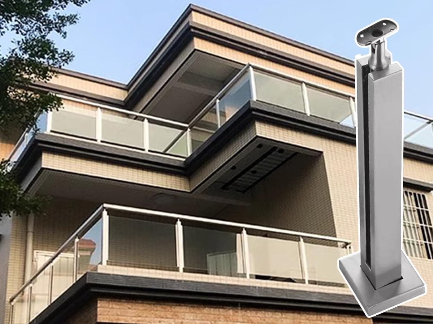 SAFWEL Indoor Stair Railing Stainless Steel Balustrade Posts for 3/8-1/ ...
